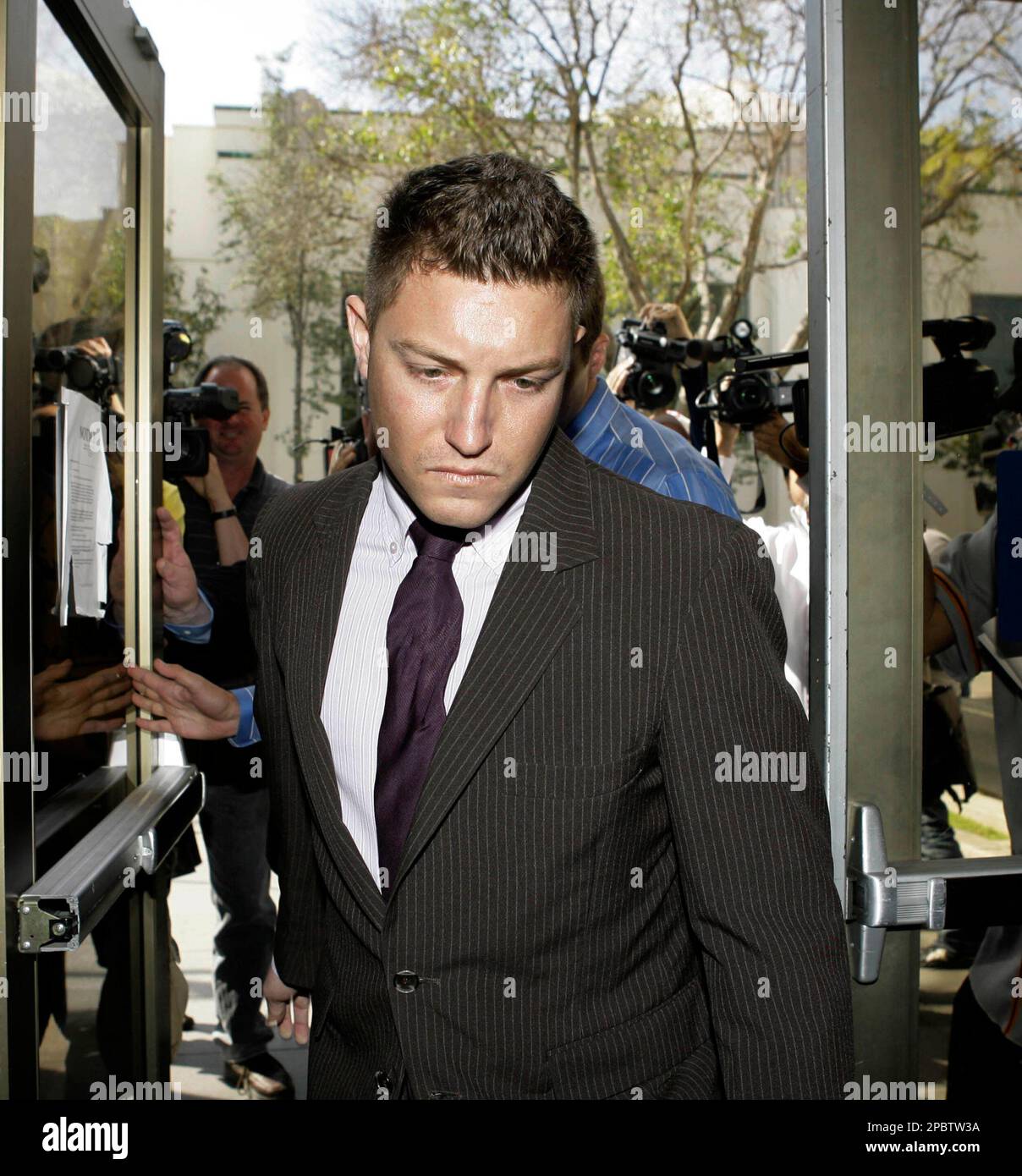 Actor Lane Garrison arrives at Beverly Hills courthouse Thursday, March ...