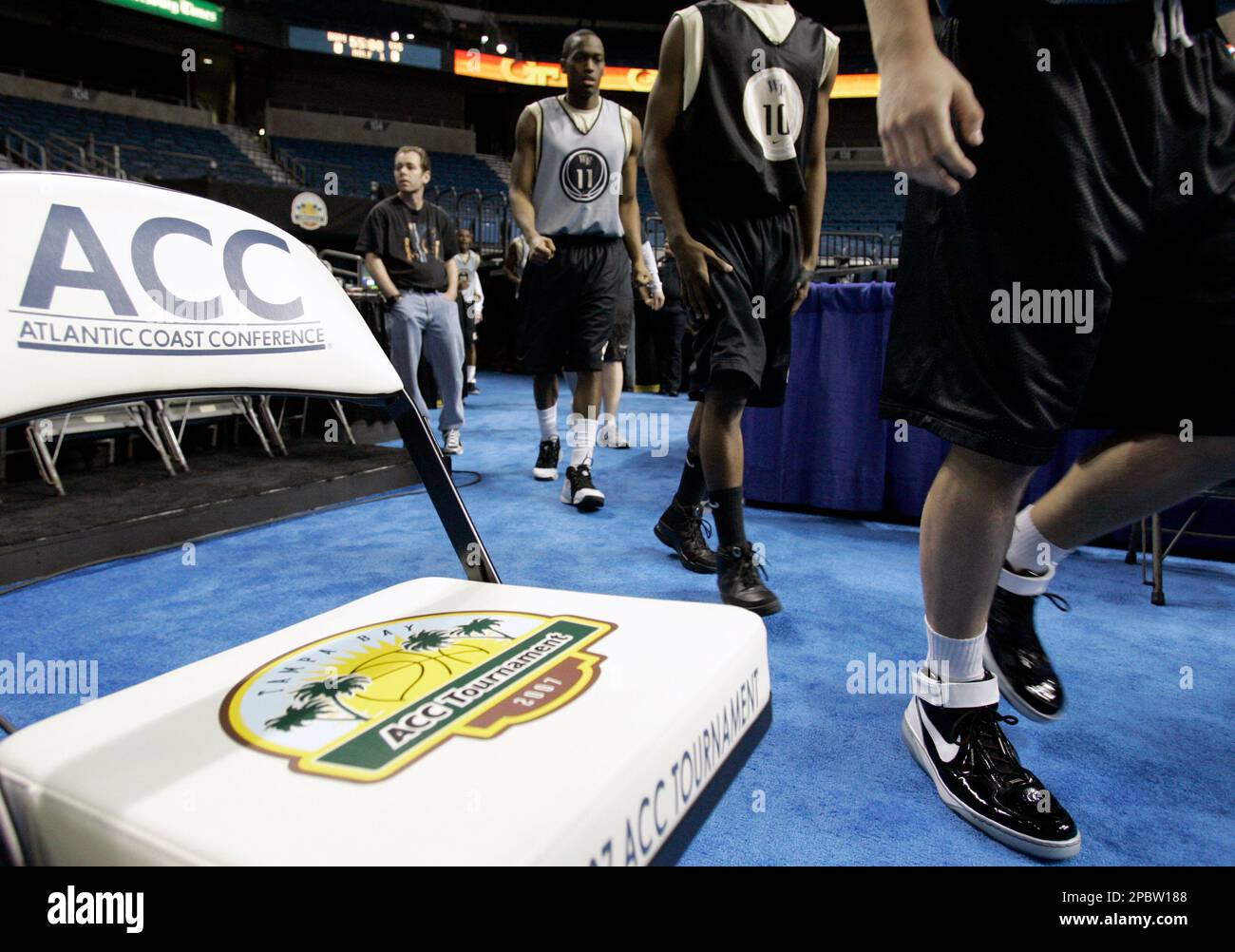 Wake Forest players Cameron Stanley (11) and Ishmael Smith (10) take ...