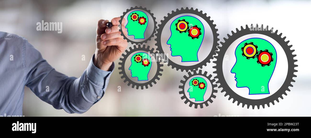 Man drawing a brainstorming concept Stock Photo - Alamy