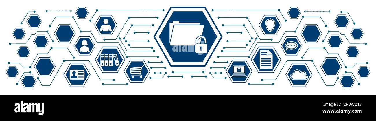 Concept of data protection with connected icons Stock Photo - Alamy