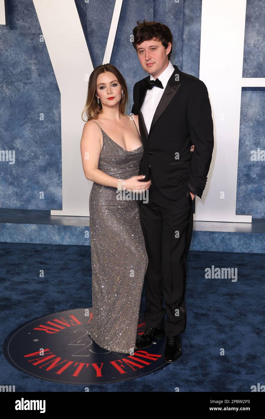 Billie Lourd, Austen Rydell attend the 2023 Vanity Fair Oscar Party at Wallis Annenberg Center ...
