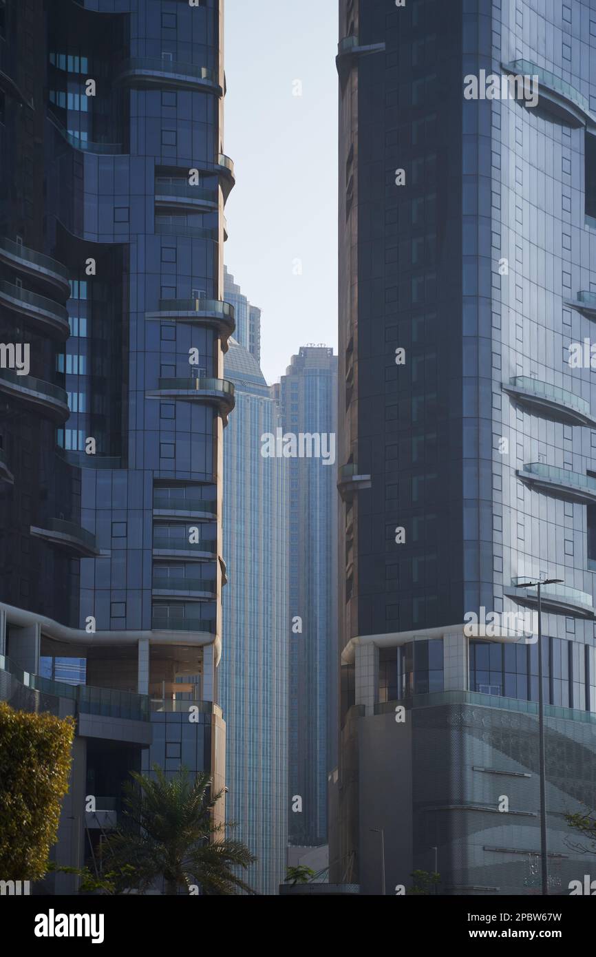 Vertical frame with details of a high-tech skyscraper Stock Photo - Alamy
