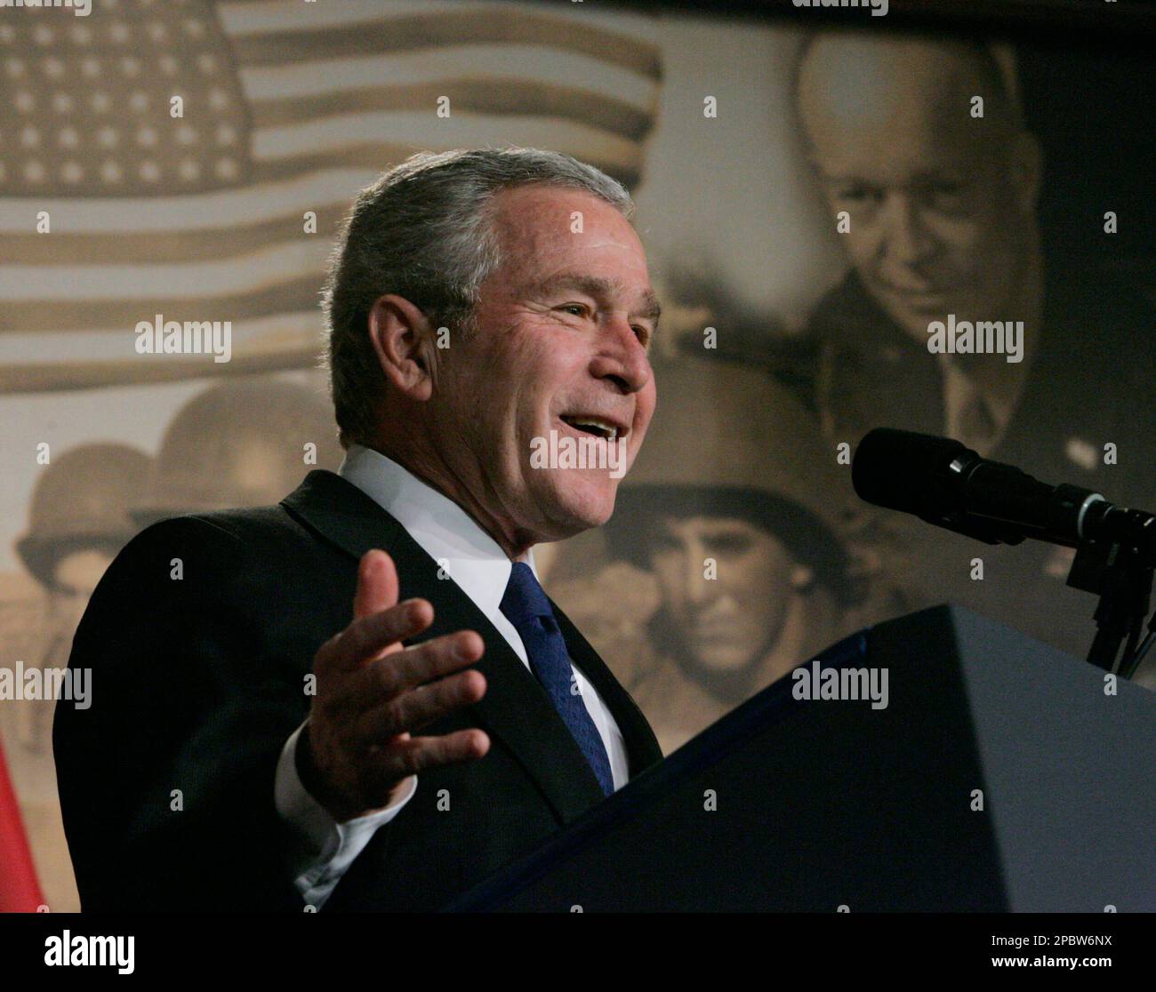 President Bush gestures while speaking at the American Legion 47th ...