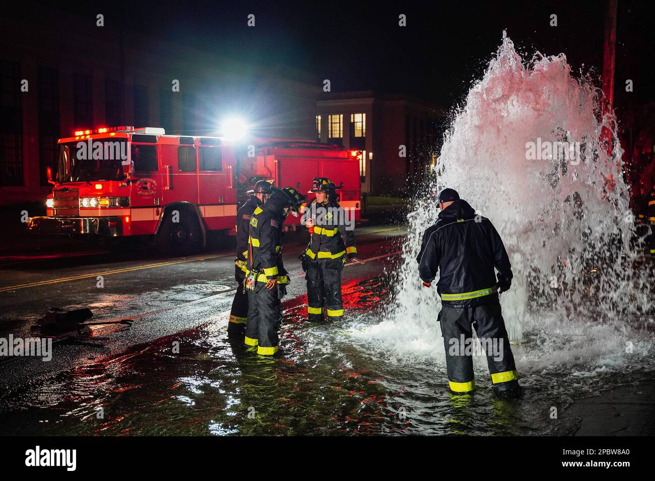 Alameda, United States. 12th Mar, 2023. Firefighters work on the fire ...
