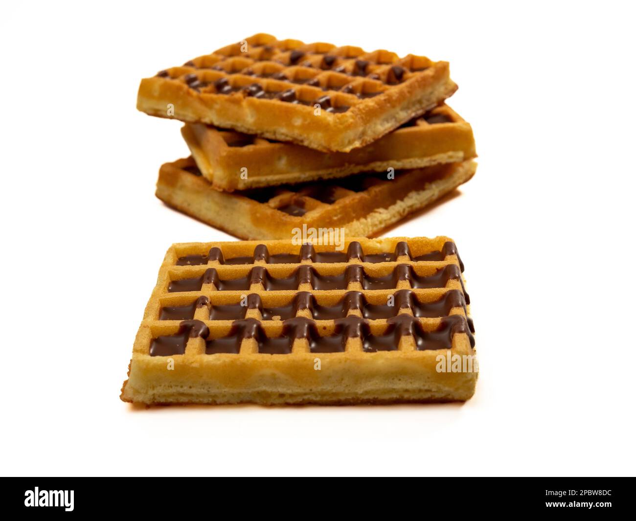 Chocolate waffles isolated on white background. Waffles in chocolate ...