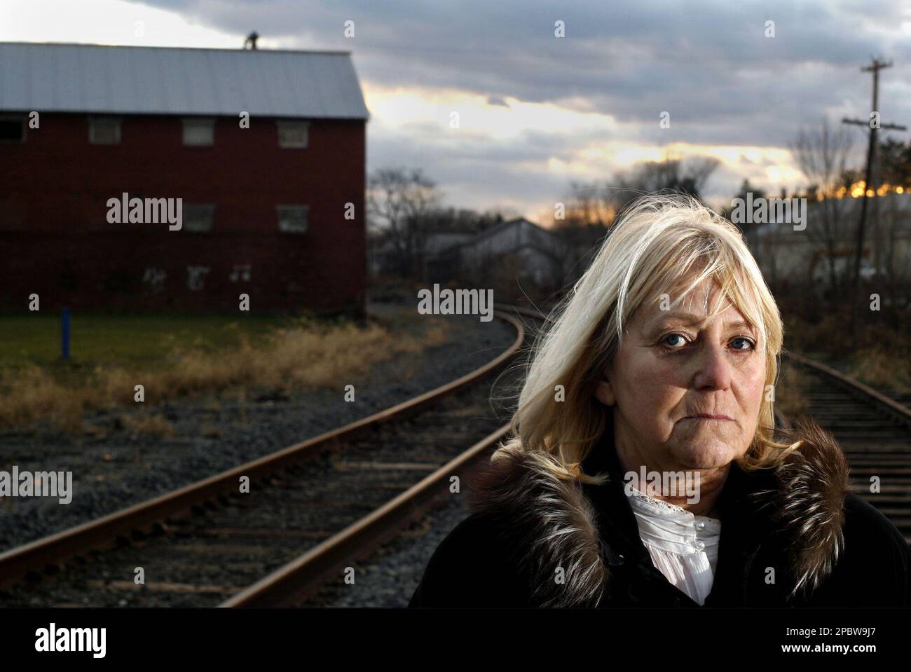 Linda Kadel is shown Dec. 9, 2006, as she stands near railroad tracks ...