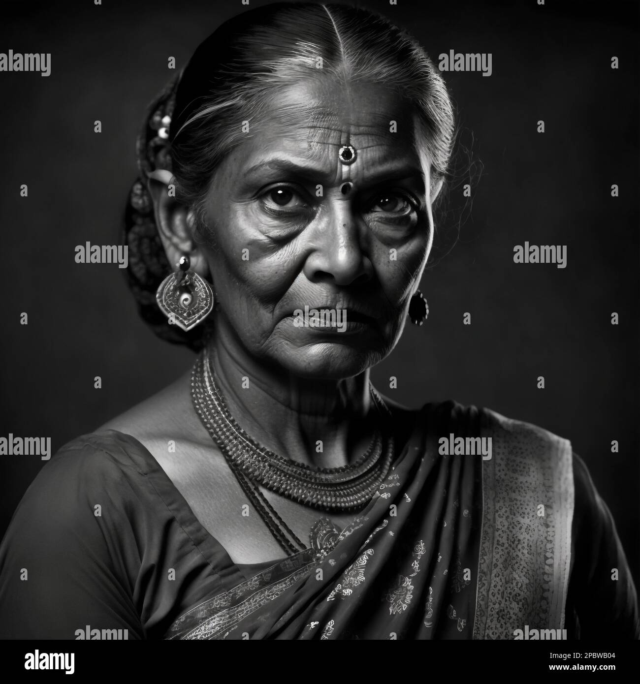 Portrait of indian woman Black & White, low key Stock Photo - Alamy