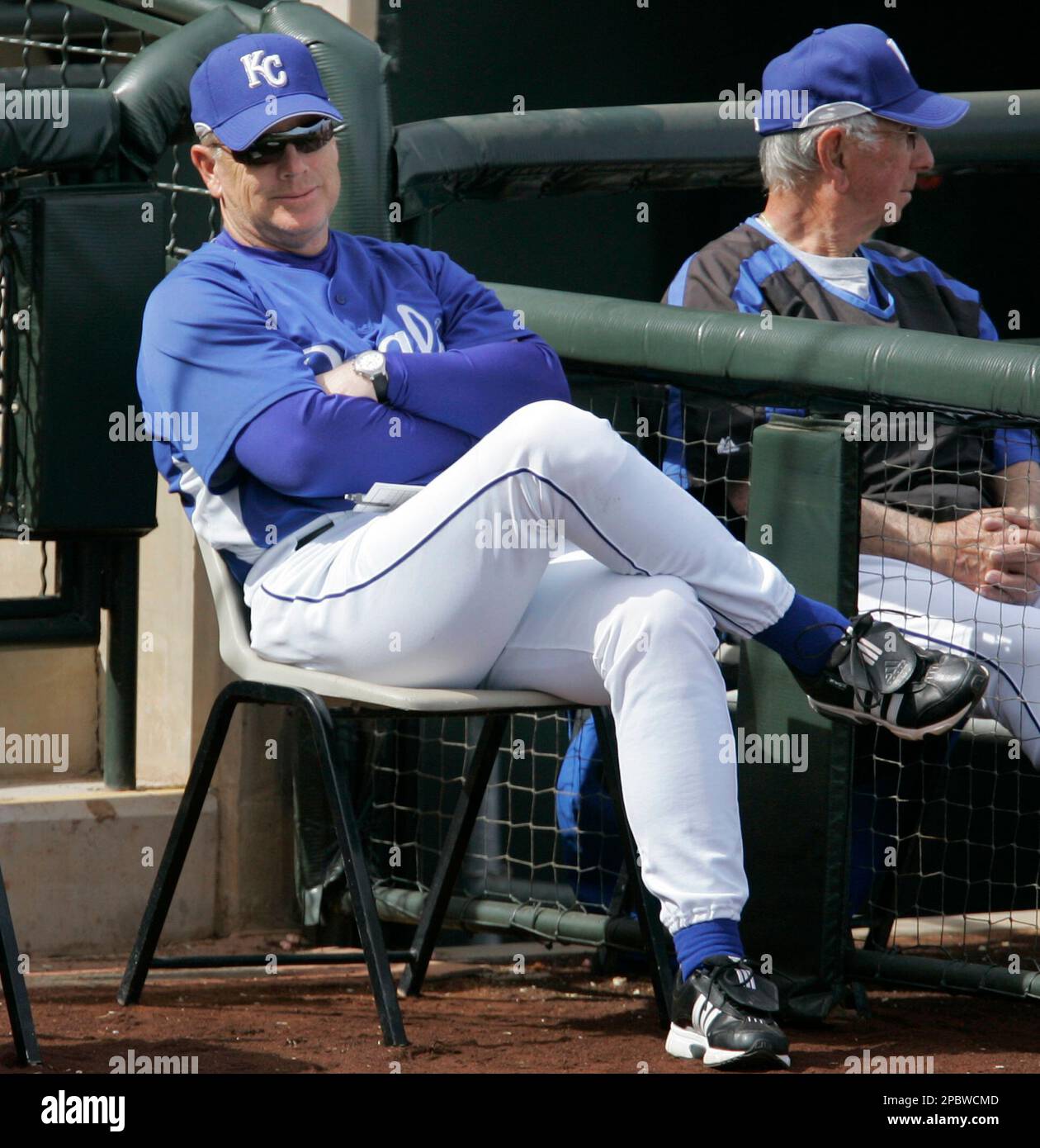 Kansas City Royals manager Buddy Bell watches from his chair on the ...
