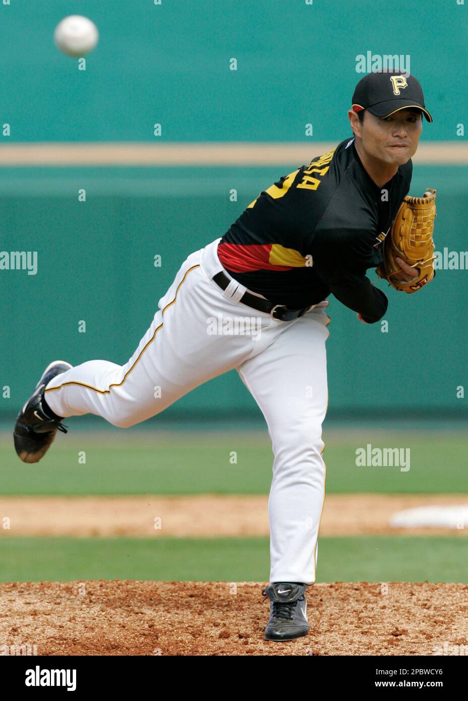 Pittsburgh Pirates pitcher Masumi Kuwata, from Japan, pitches during a ...