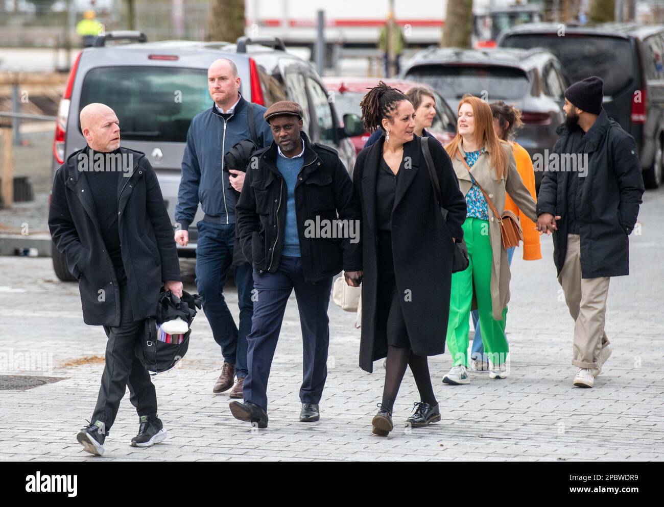 Lawyer Sven Mary and Sanda's father Ousmane Dia and his partner arrive ...