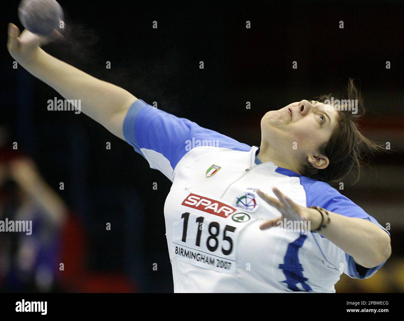 Italy's Assunta Legnante competes in the final of the Women's shot put ...
