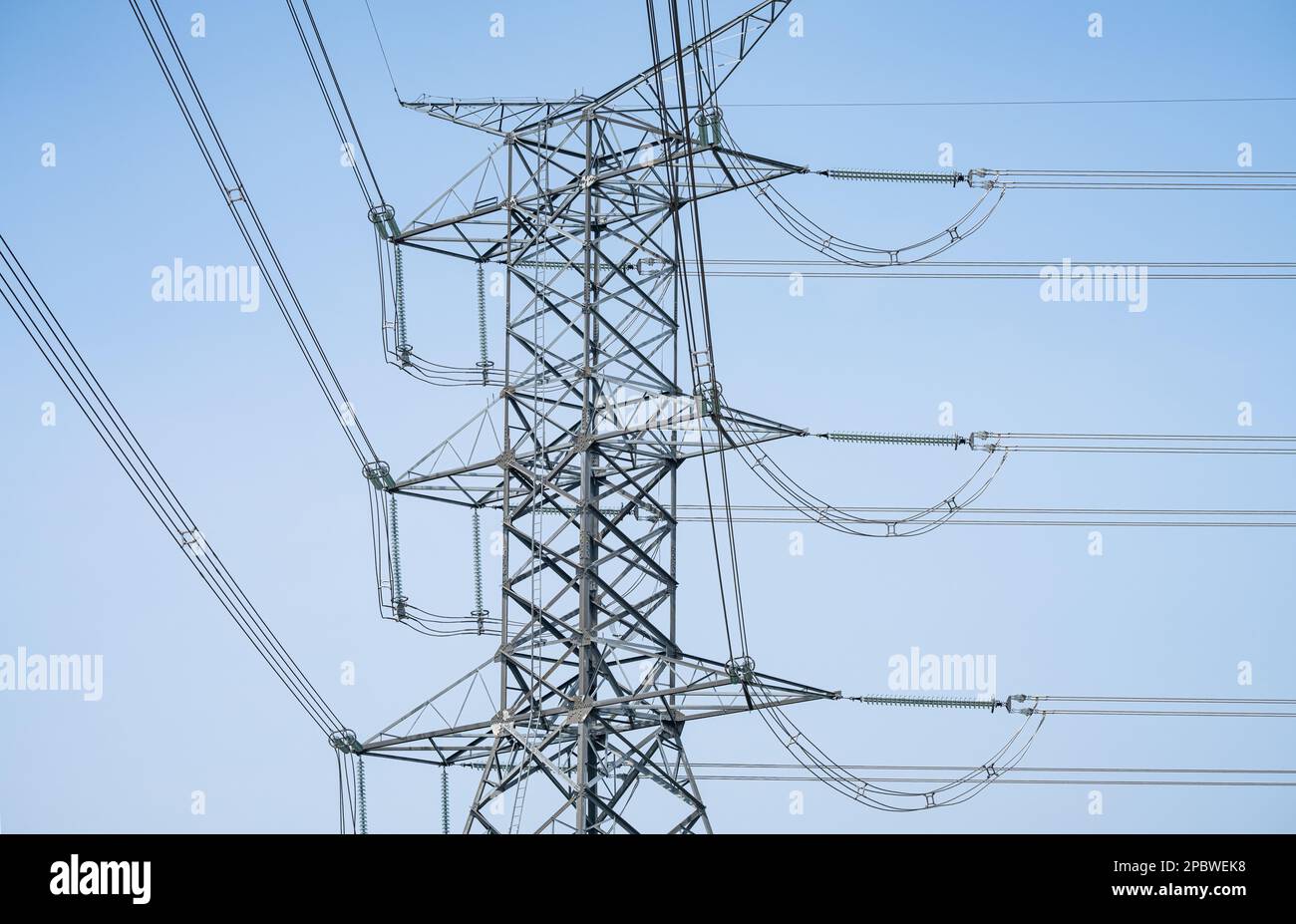 High voltage electric transmission tower. High voltage power lines ...