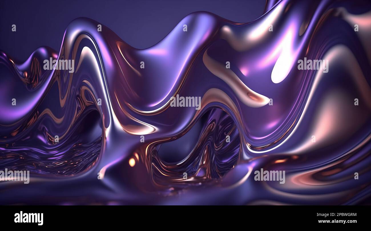 3d render, abstract background, iridescent holographic foil, metallic ...