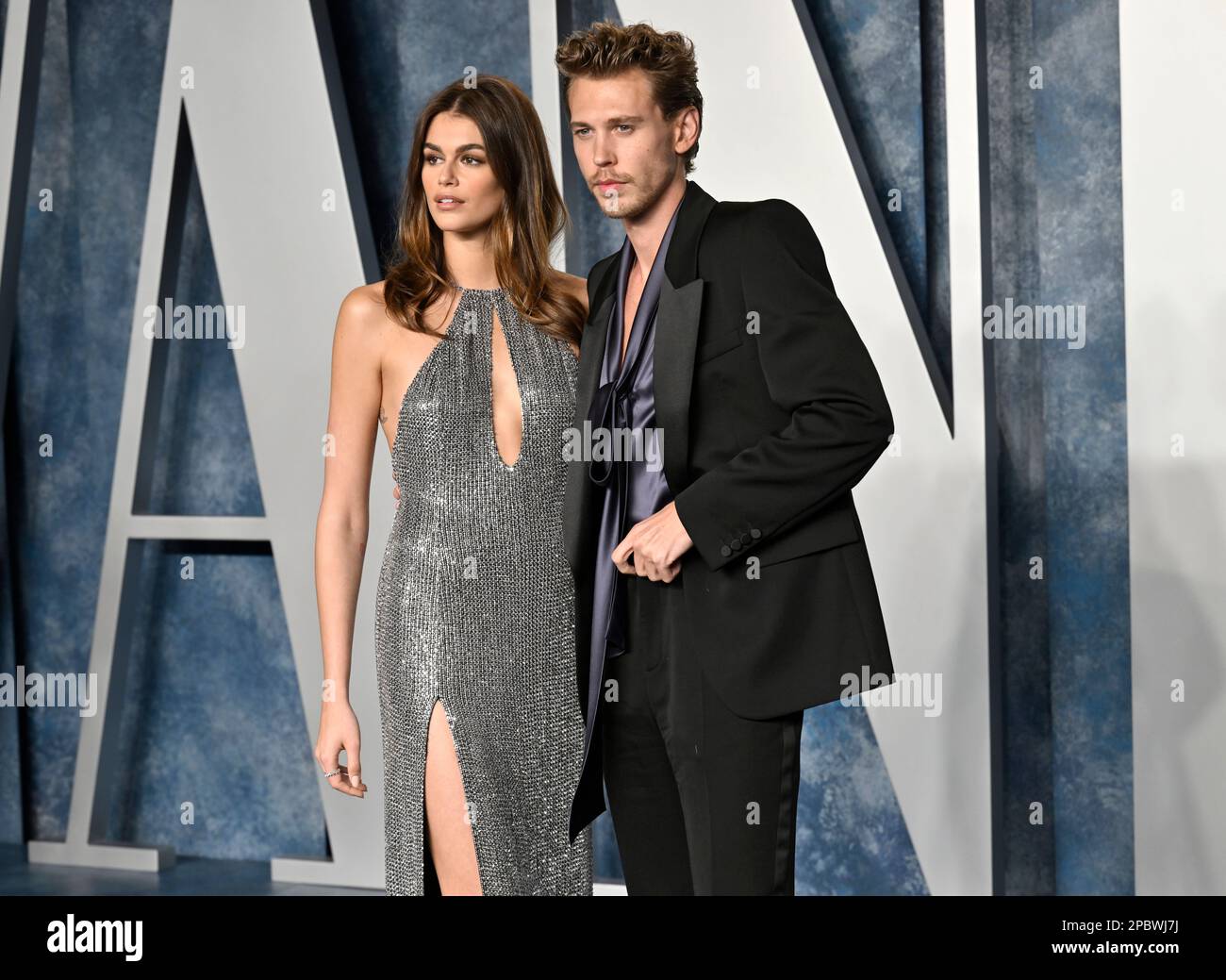 Kaia Gerber, left, and Austin Butler arrive at the Vanity Fair Oscar ...