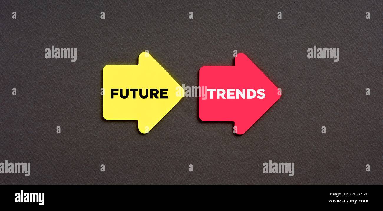 Following the future trends concept. The word future trends on arrow ...