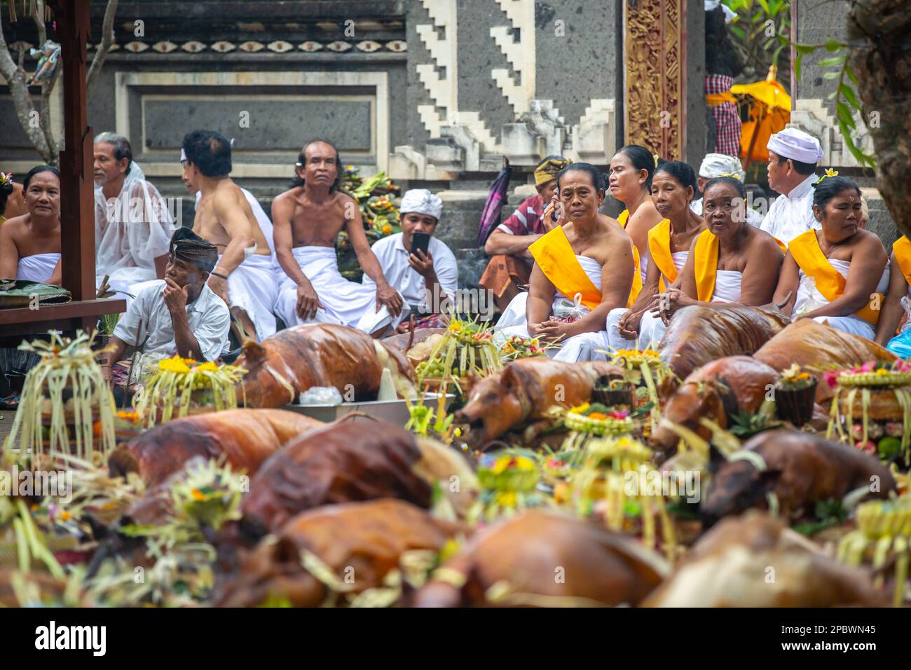 Usaba Sumbu ceremony in Pura Dalem Desa Timbrah Stock Photo - Alamy