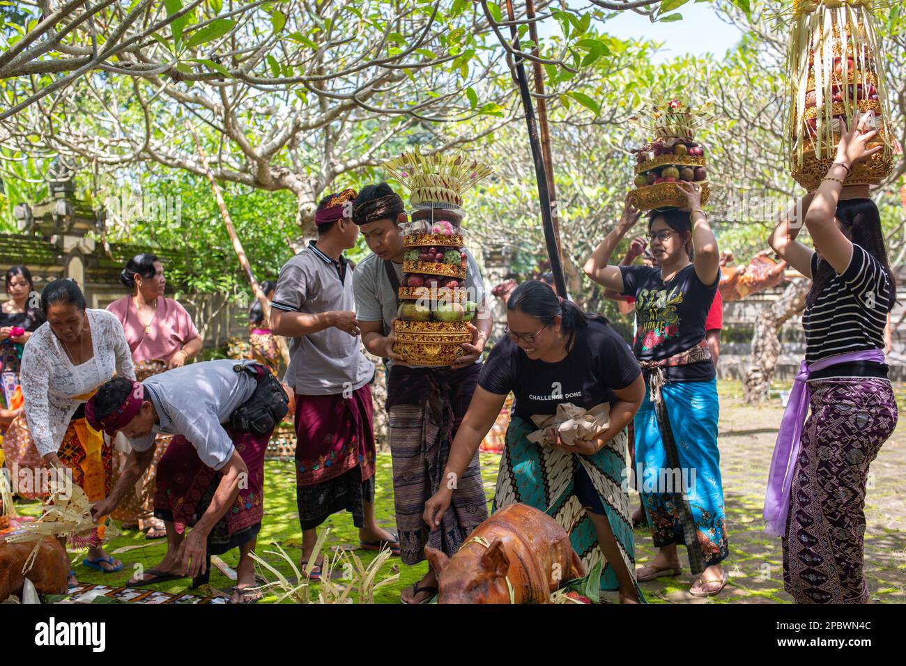 Usaba Sumbu ceremony in Pura Dalem Desa Timbrah Stock Photo - Alamy