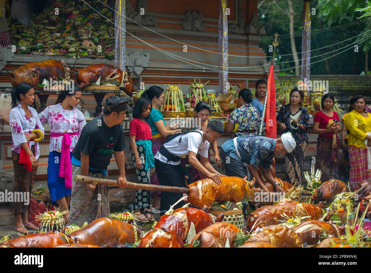 Usaba Sumbu ceremony in Pura Dalem Desa Timbrah Stock Photo - Alamy