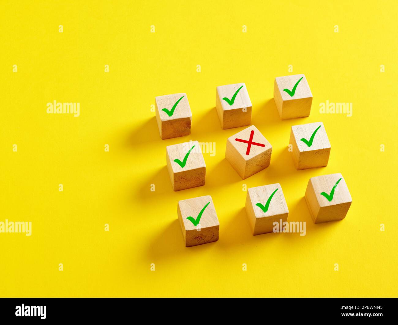 Choosing the wrong option, voting no or disapproval concept. Cross ...