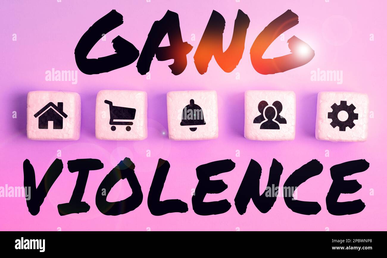 Sign displaying Gang Violence. Business idea infringement of the laws ...