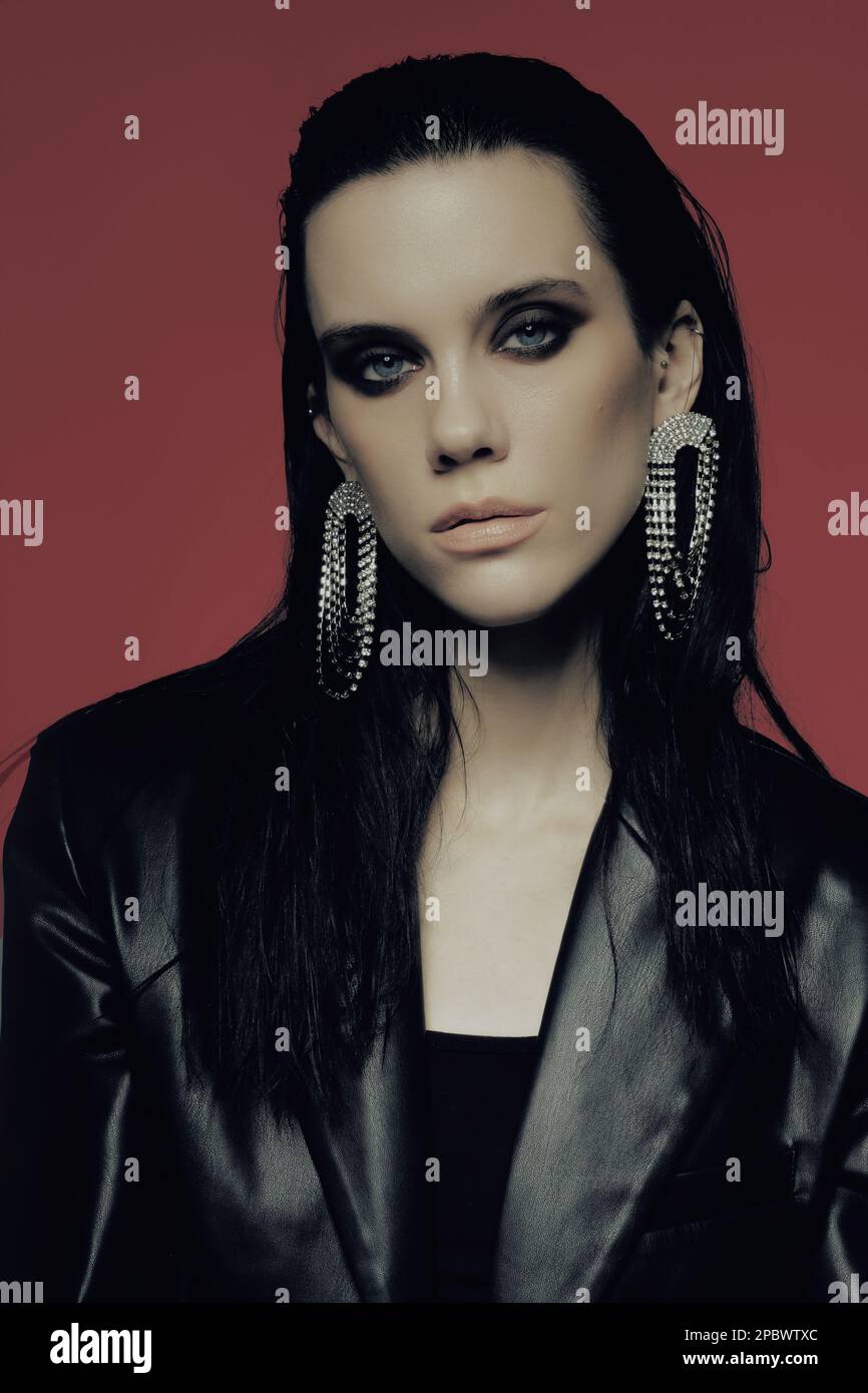 Model with Trendy gothic makeup : dark smokey eyes Stock Photo - Alamy