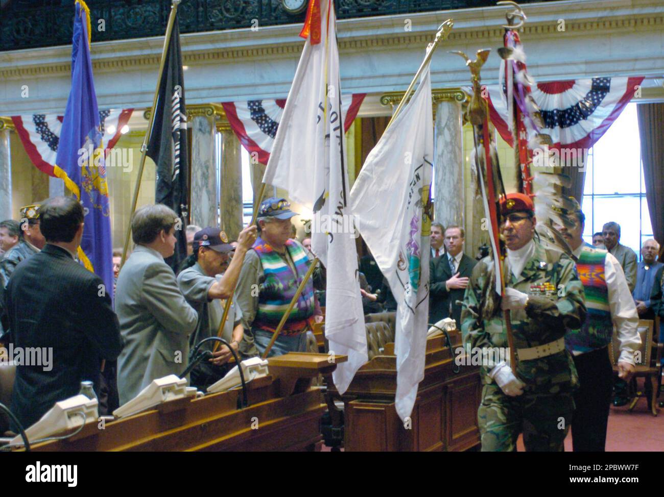 The Veterans Color Guard opens the Assembly State of the Tribes session ...