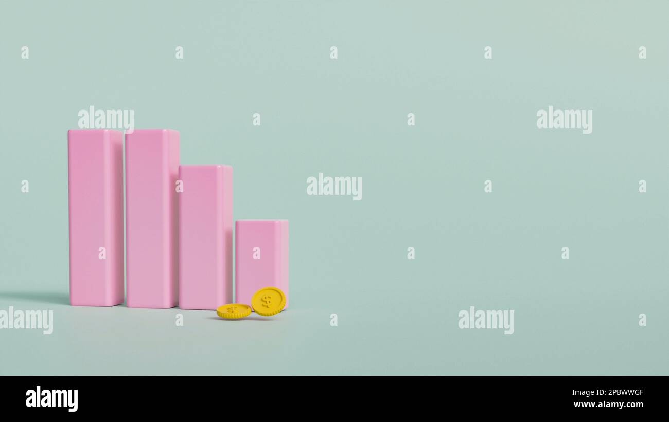 Coins and bars graph concept showing finance, investment, business ...