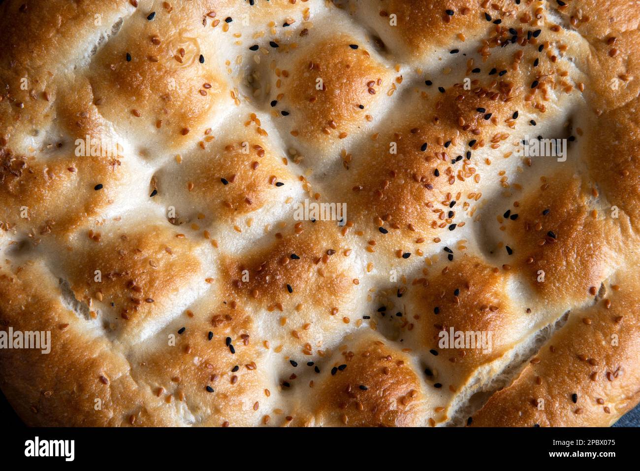 Traditional Ramadan pita close-up. holy bread for muslims Stock Photo ...