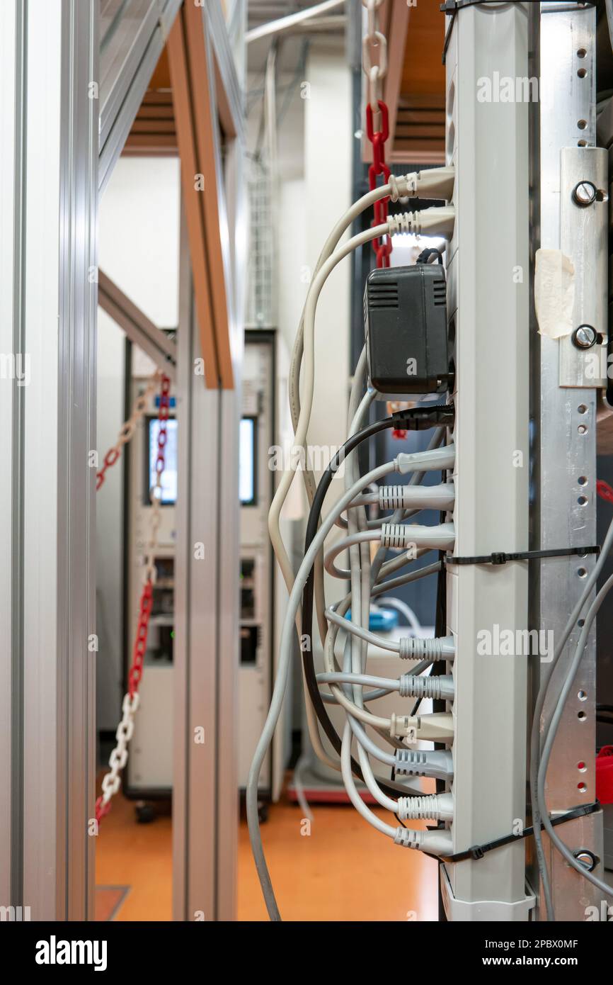 Full power outlet extension cord. Plugged in sockets, maximum capacity ...