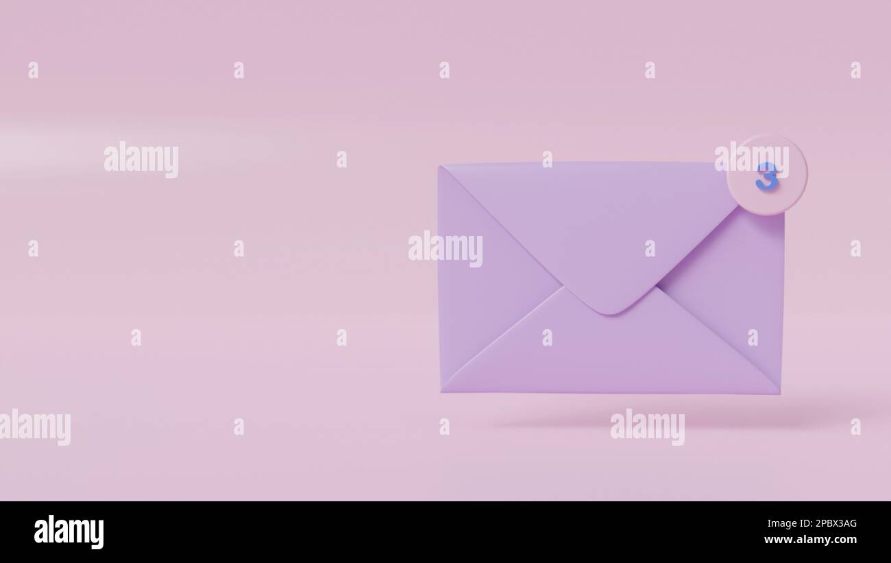 Light purple envelope. New message concept. Sent letter by email ...