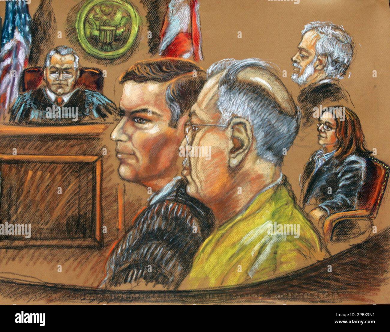 In this artist rendering, U.S. District Court Judge K. Michael Moore ...