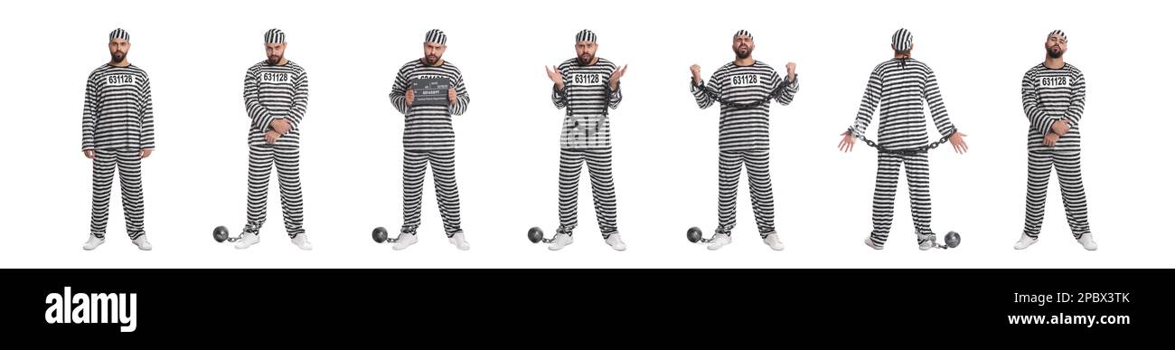 Collage with photos of prisoner on white background. Banner design ...