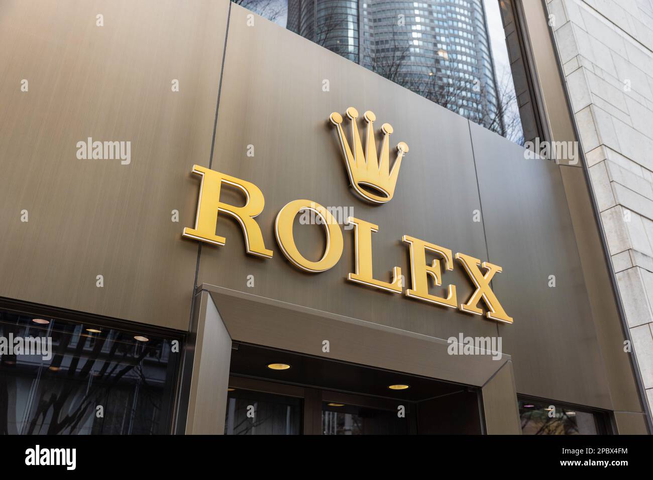 Tokyo, Japan. 10th Mar, 2023. Logo of luxury watch maker Rolex seen on ...