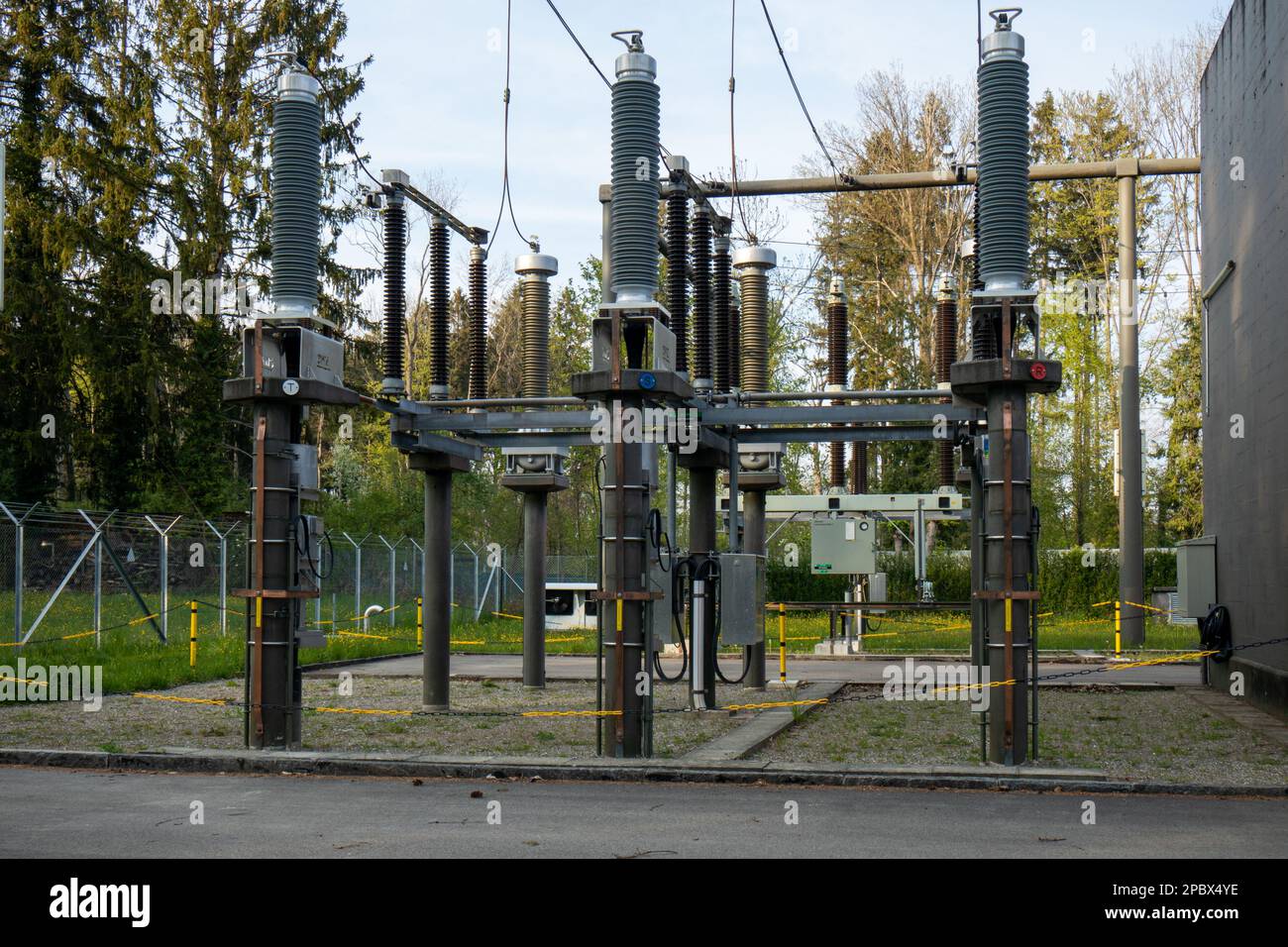 Electric power station transformer. Outdoor, sunny day, no people Stock ...