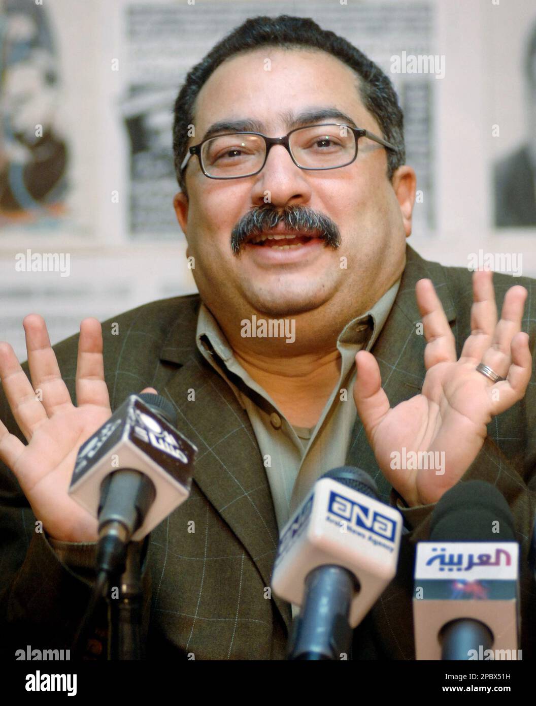 Ibrahim Eissa, editor-in-chief of the independent Al Dustour weekly newspaper, speaks to the ...