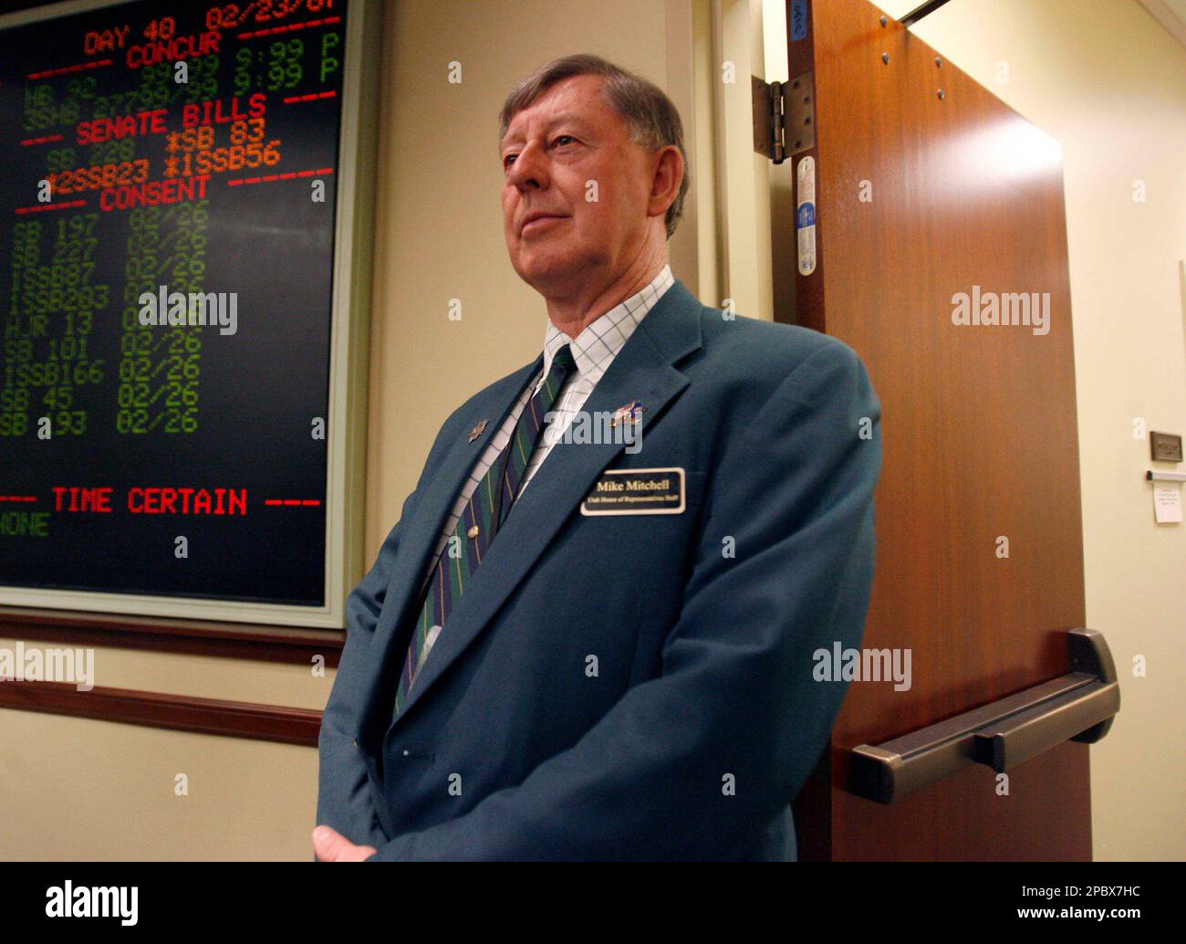 House of Representatives Sgt. of Arms Mike Mitchell monitors activities ...