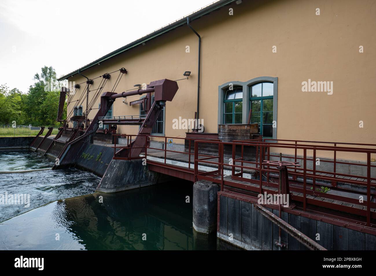 Closed floodgates of a small hydro electric plant in Switzerland ...