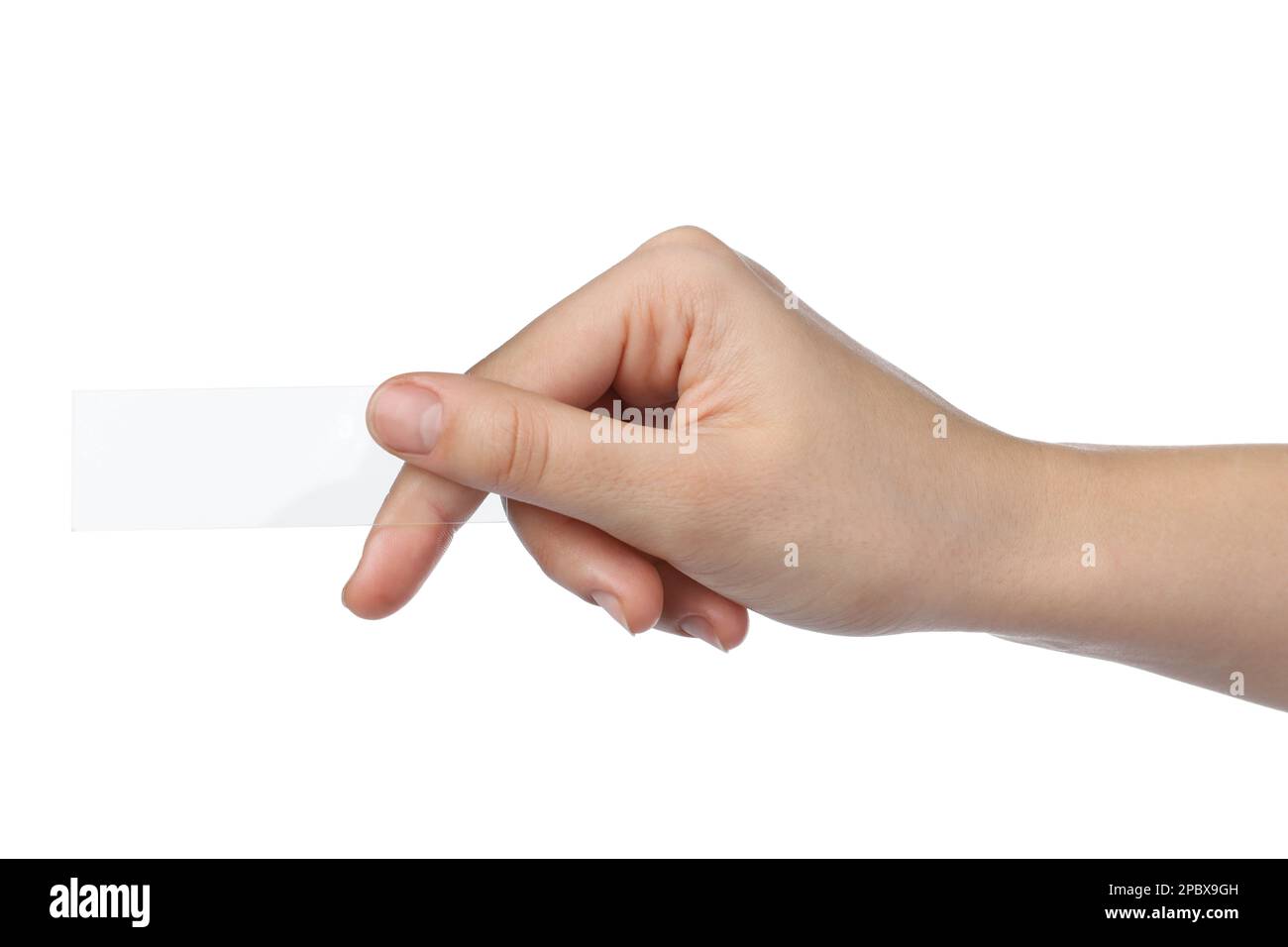 Female lab holding microscope slide Cut Out Stock Images & Pictures - Alamy