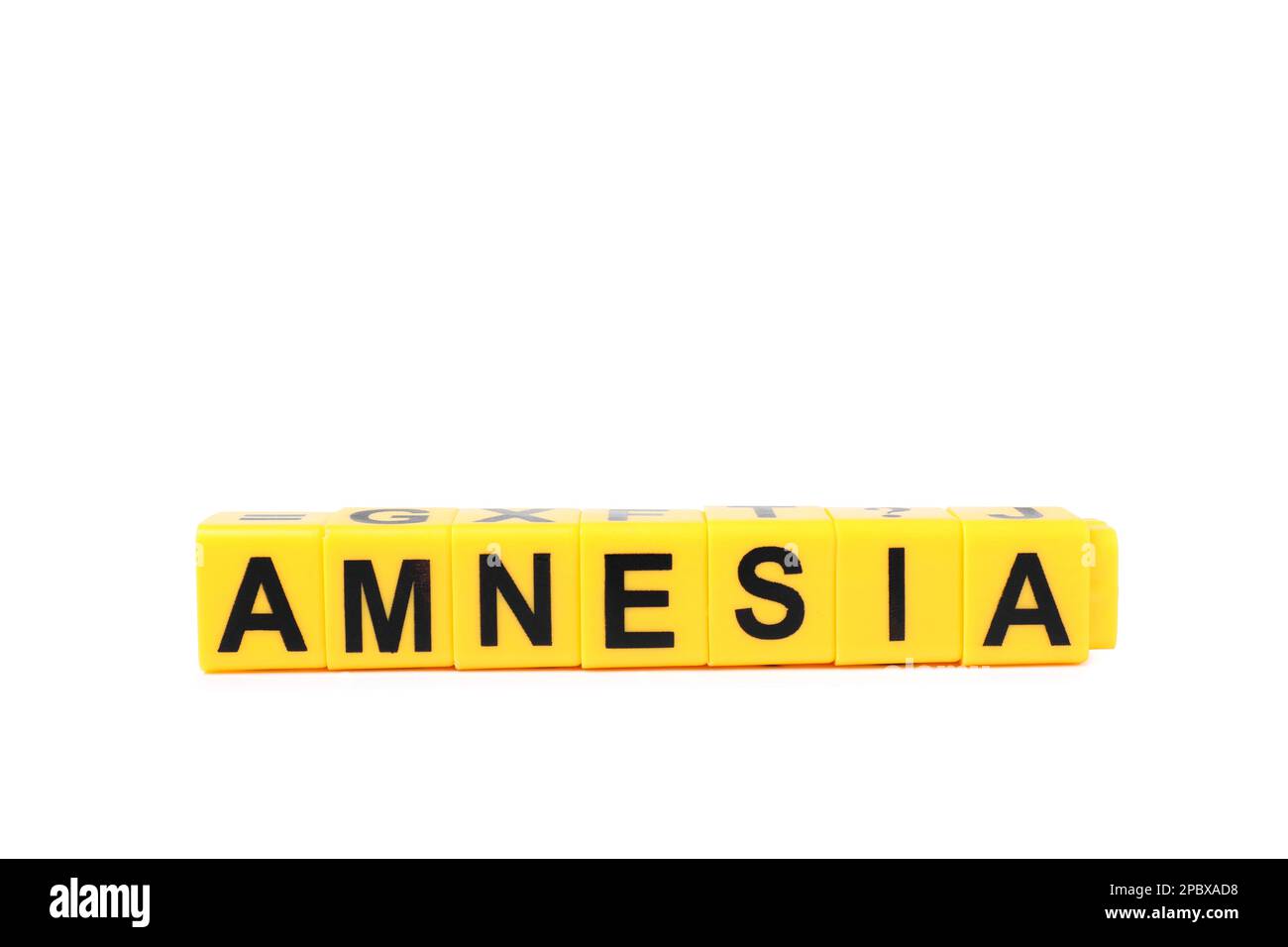 Yellow cubes with word Amnesia on white background Stock Photo - Alamy