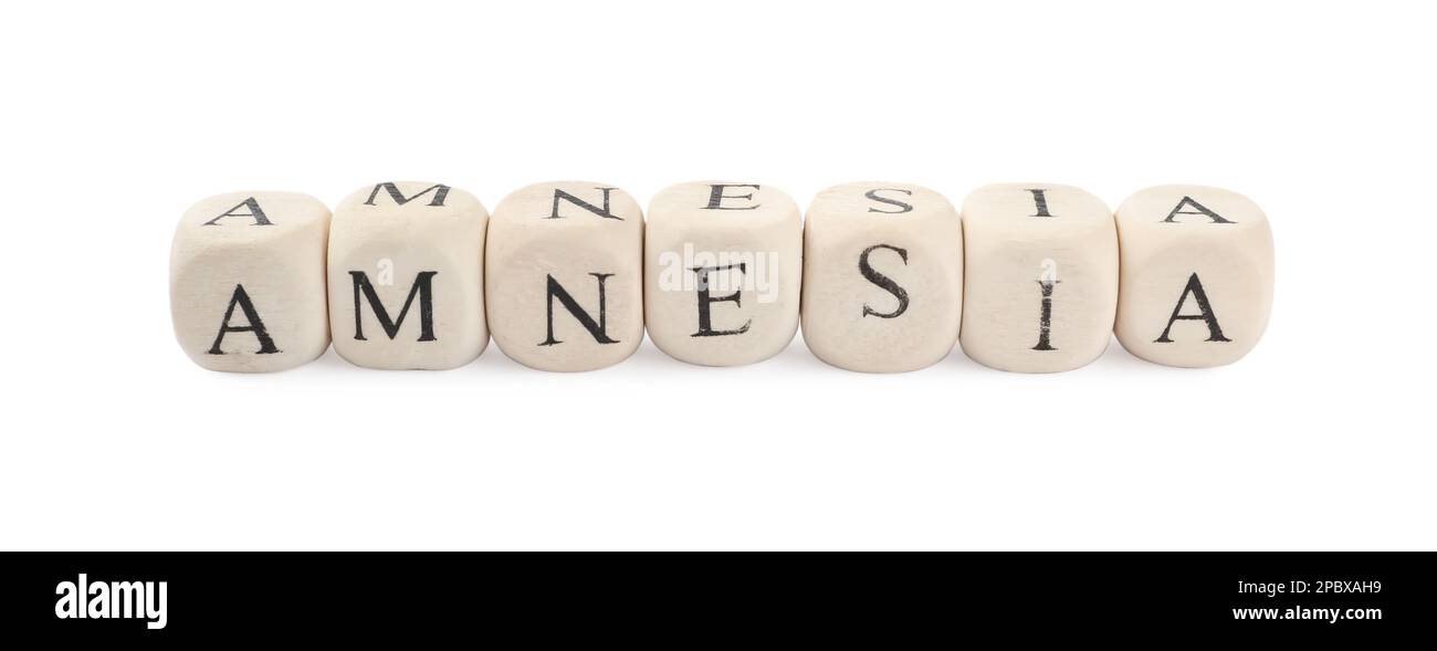 Cubes with word Amnesia on white background Stock Photo - Alamy