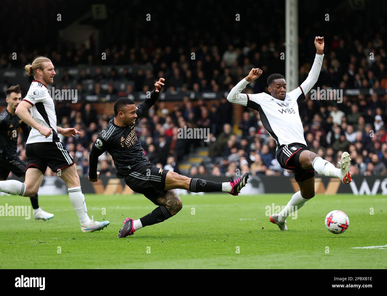 London, UK. 12th Mar, 2023. Gabriel Jesus of Arsenal fires in a shot ...