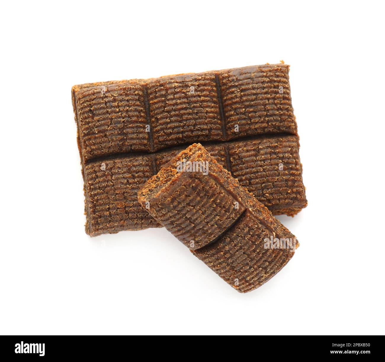 Pieces of hematogen bar on white background, top view Stock Photo - Alamy