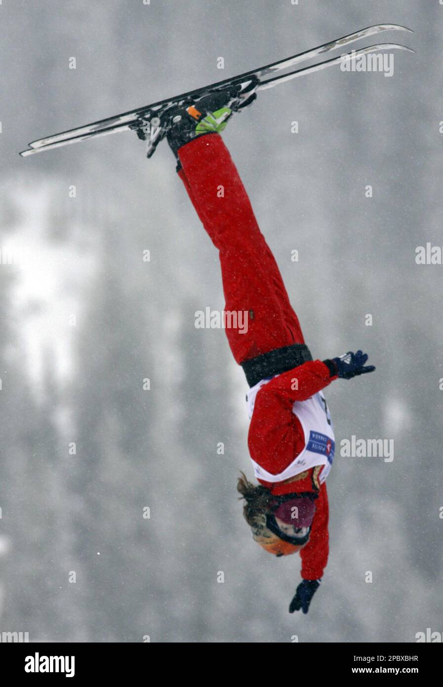 Nina Li, of China, competes during women's World Cup aerials freestyle ...