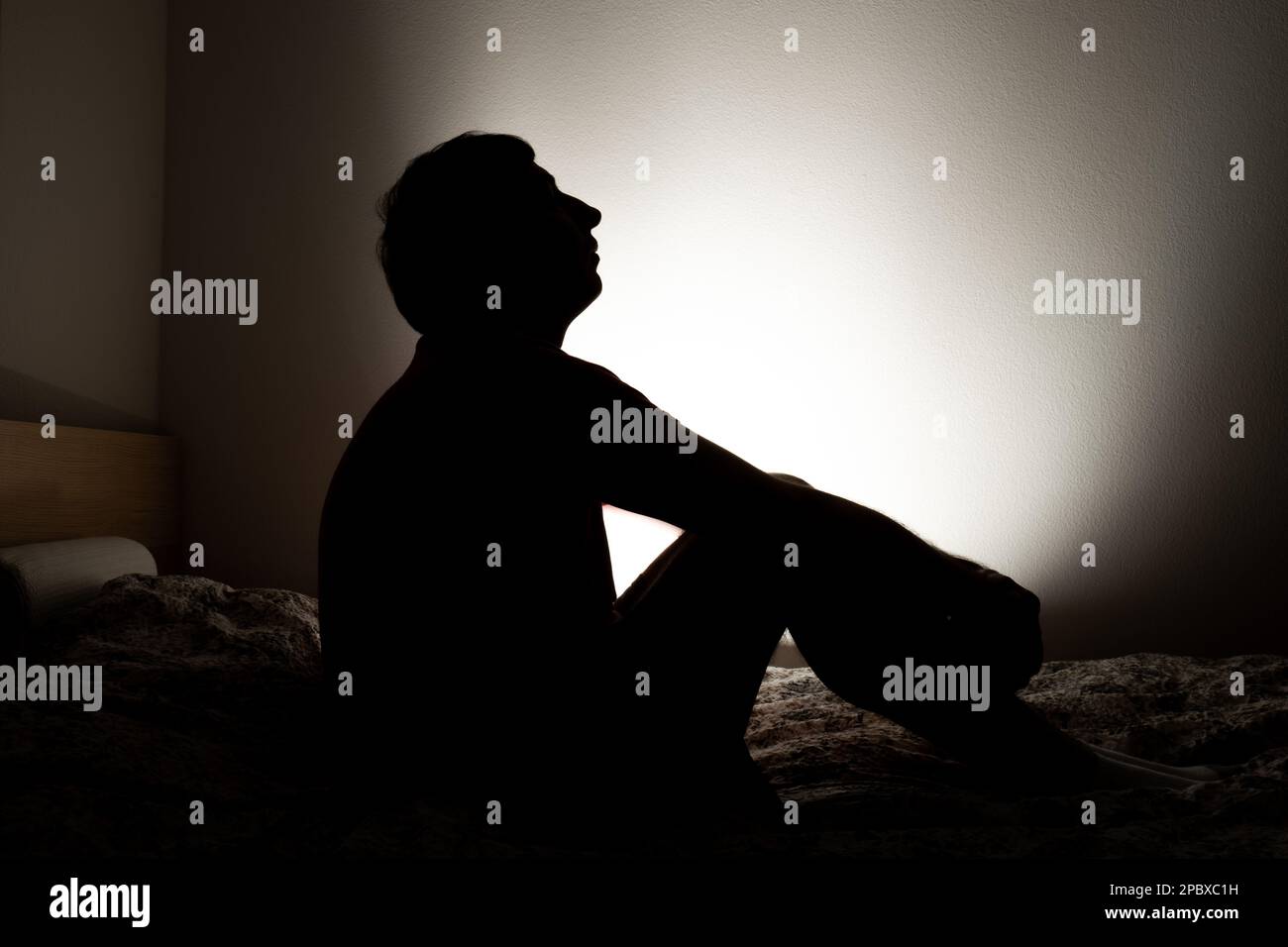 Sad Man Sitting Silhouette
