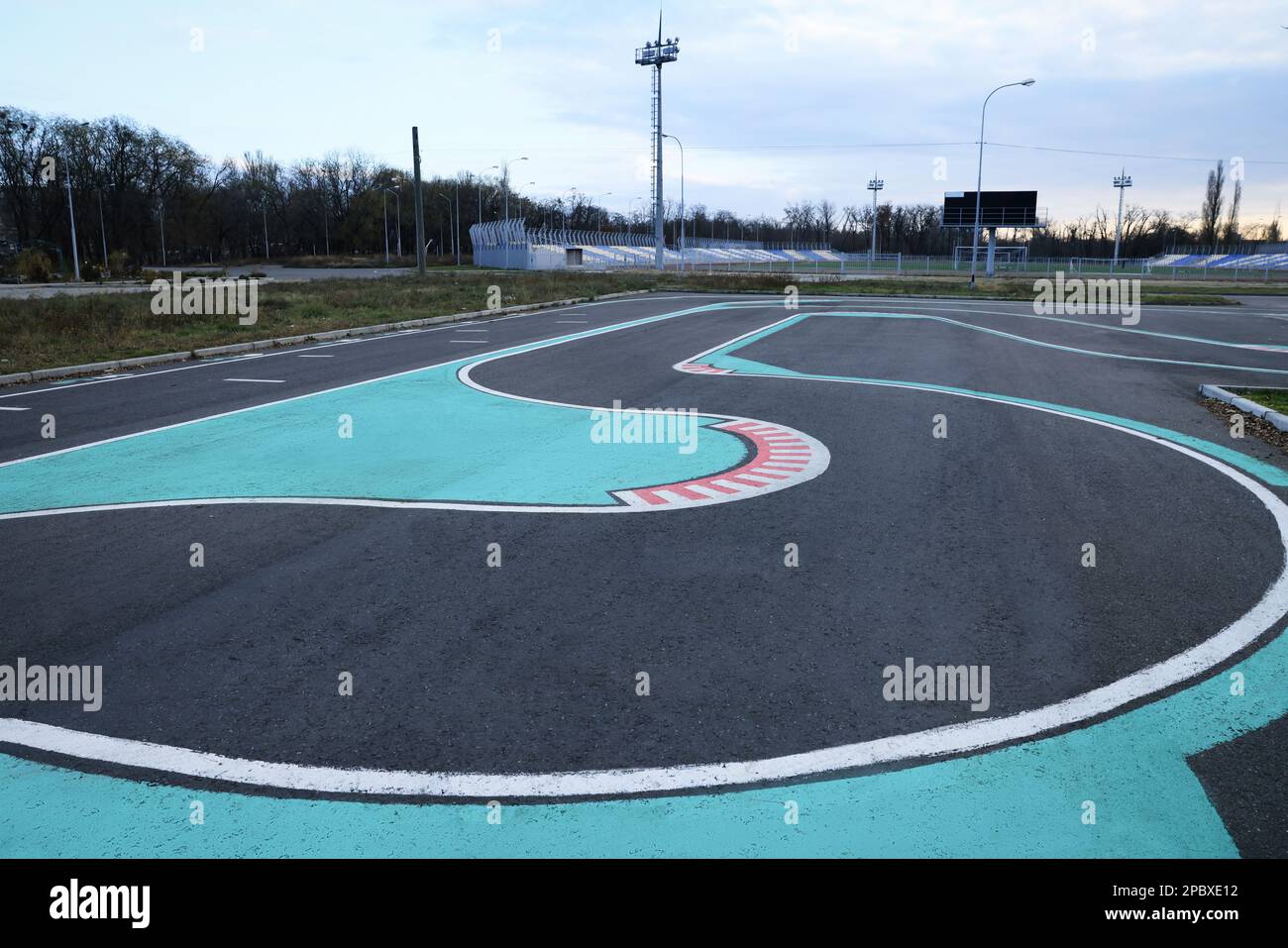 Driving school test track with marking lines for practice Stock Photo ...
