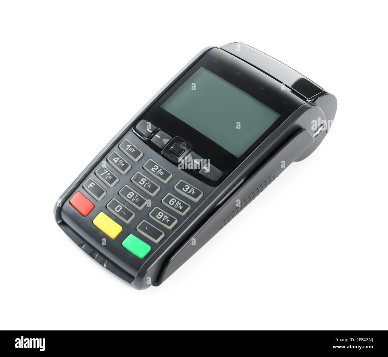 New modern payment terminal isolated on white Stock Photo - Alamy