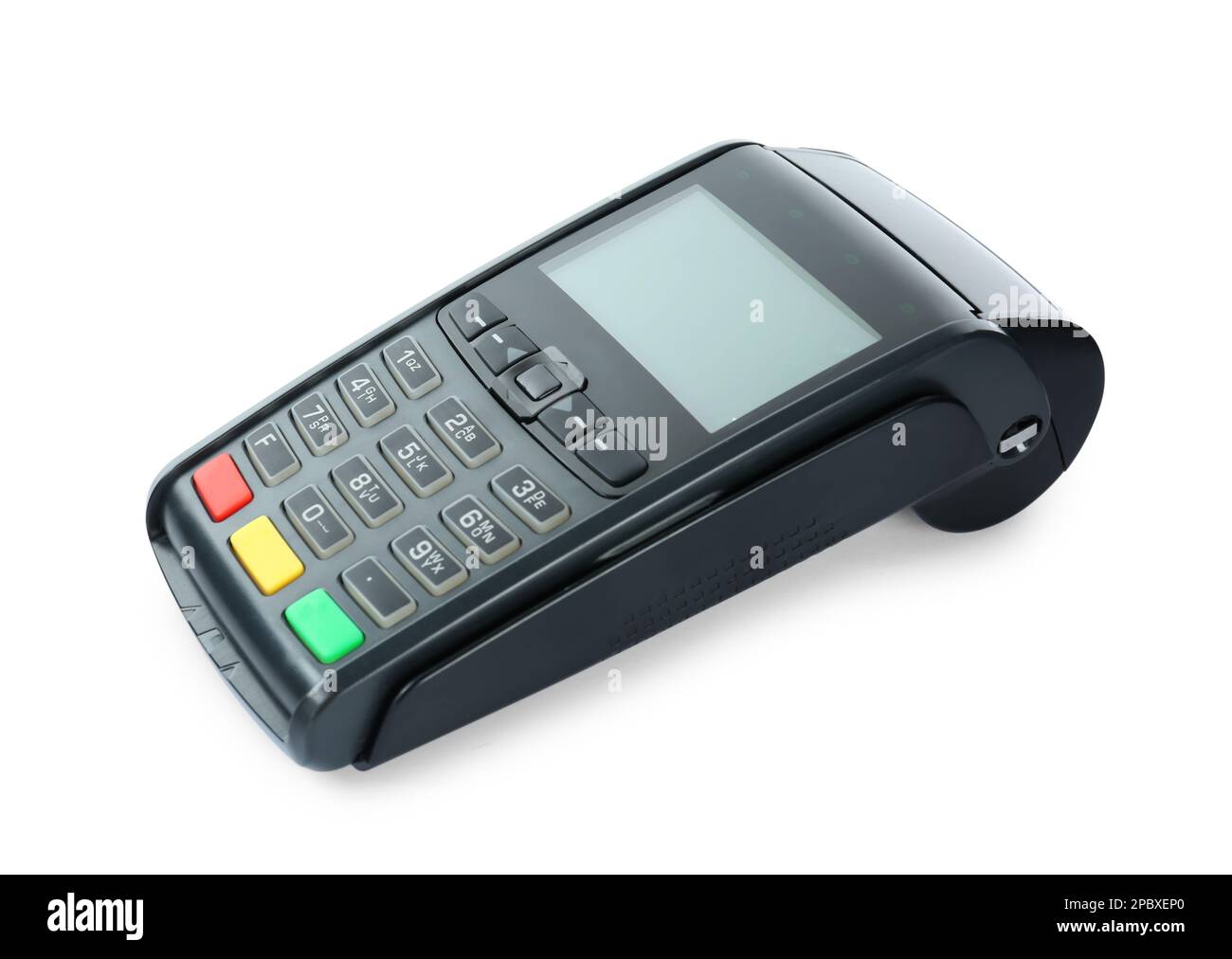 New modern payment terminal isolated on white Stock Photo - Alamy