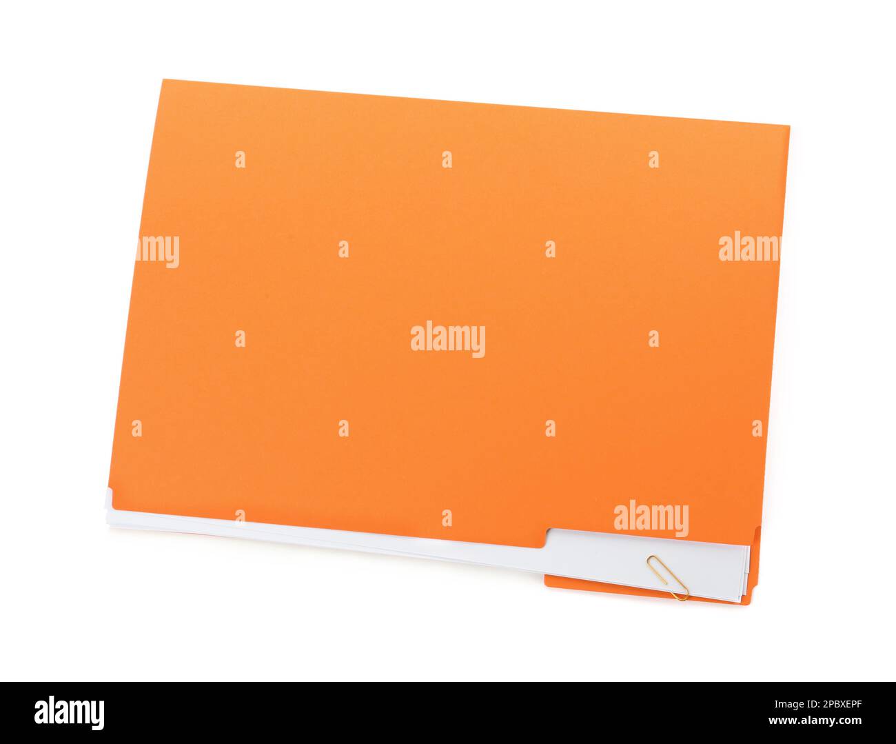 Orange file with documents isolated on white, top view Stock Photo - Alamy