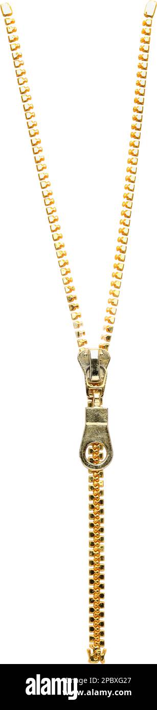 Metal zipper isolated on white. Vertical banner design Stock Photo - Alamy