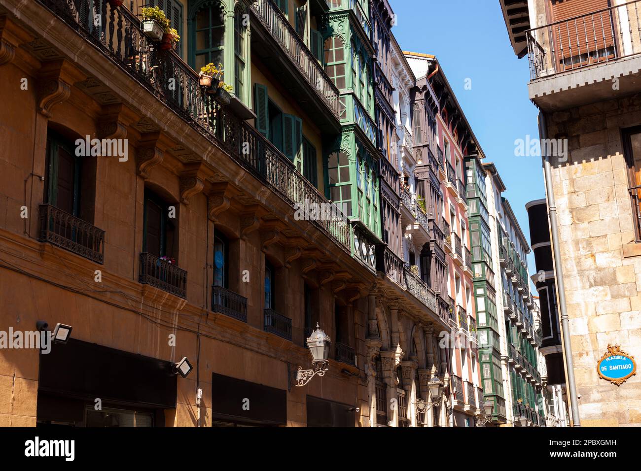 View of the Houses in the old town called casco viejo, Bilbao Stock ...